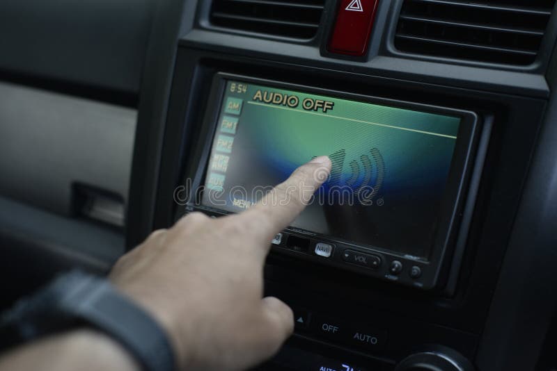 Finger Pointing at the Screen in the Car Stock Photo - Image of touch ...