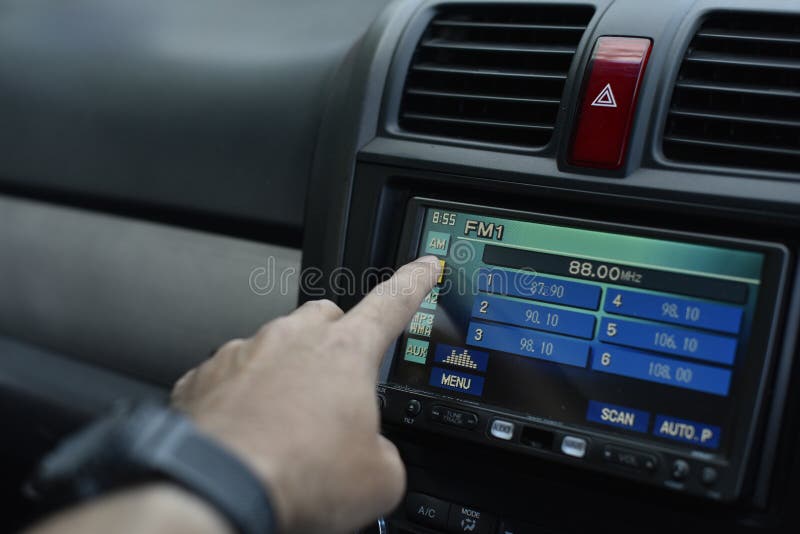 Finger Pointing at the Screen in the Car Stock Image - Image of auto ...