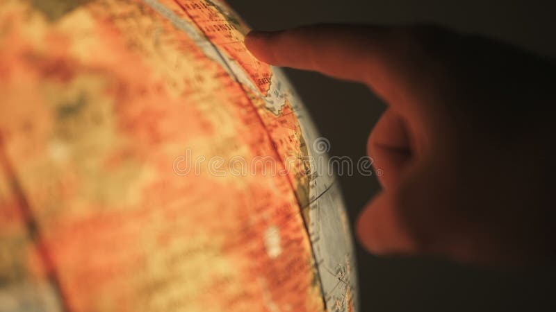 Finger Pointing on Earth Globe Stock Video - Video of china, school ...