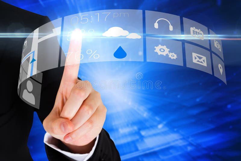 Finger Pointing To App Icons Menu Stock Image - Image of selecting ...