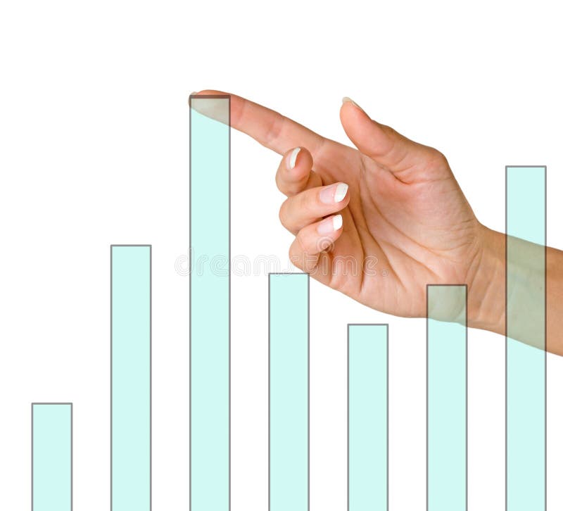 Finger pointing to a chart stock photo. Image of chart - 12245420
