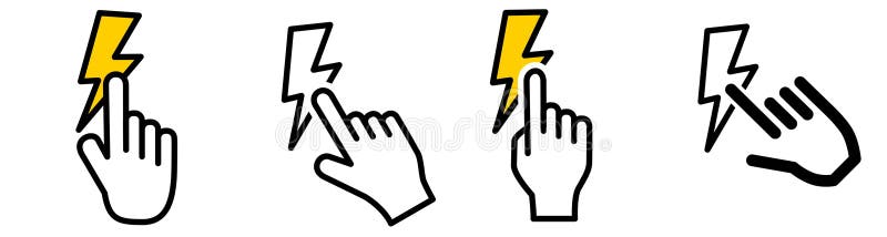Finger Pointing To Flash Icon. Concept of Power or Flashlight Selection ...