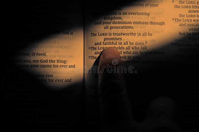 Finger Pointing Verse on Bible Stock Image - Image of hope, finger ...