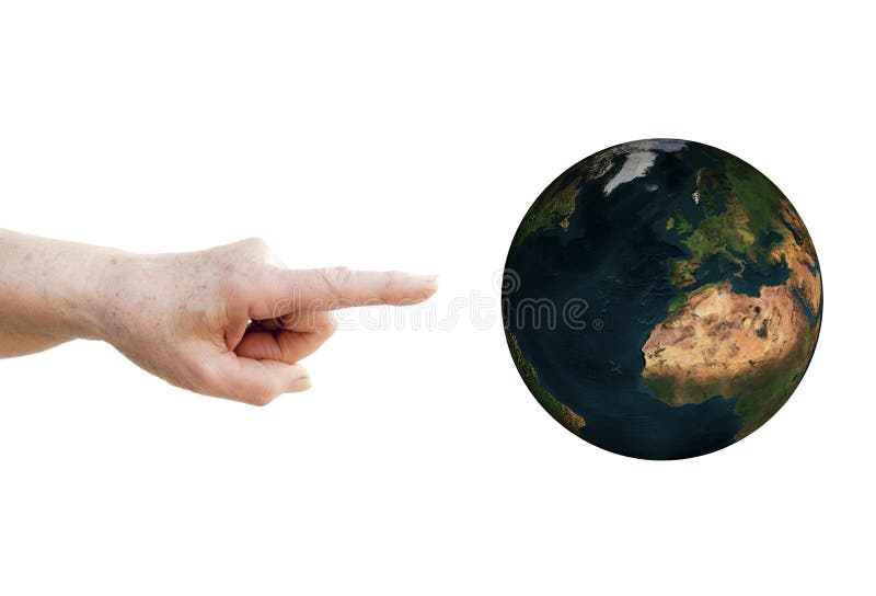 Finger Points To Planet Earth Stock Image - Image of choose, nature ...