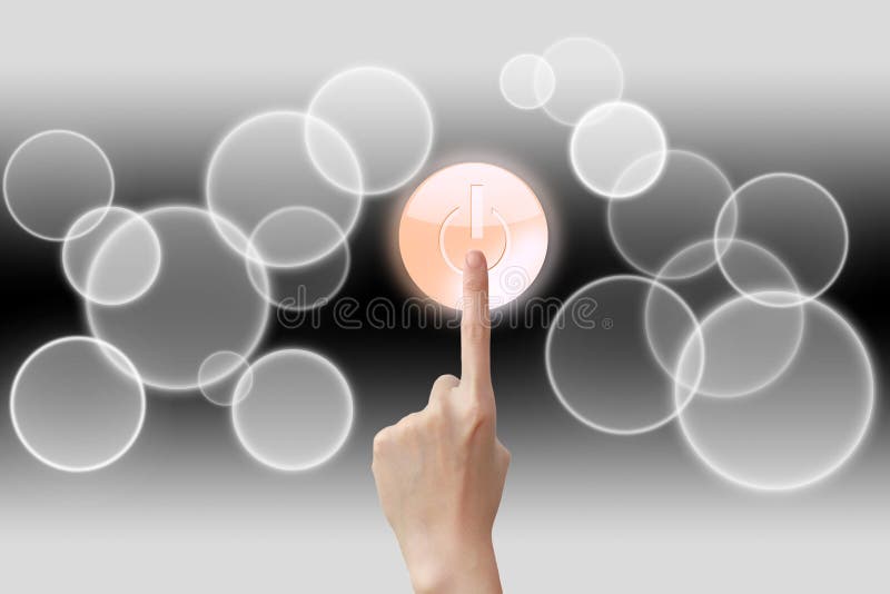 Finger and power button stock image. Image of concept - 26894945