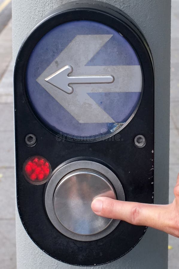 Finger Press Arrow and Button Pedestrian Crossing Stock Image - Image ...