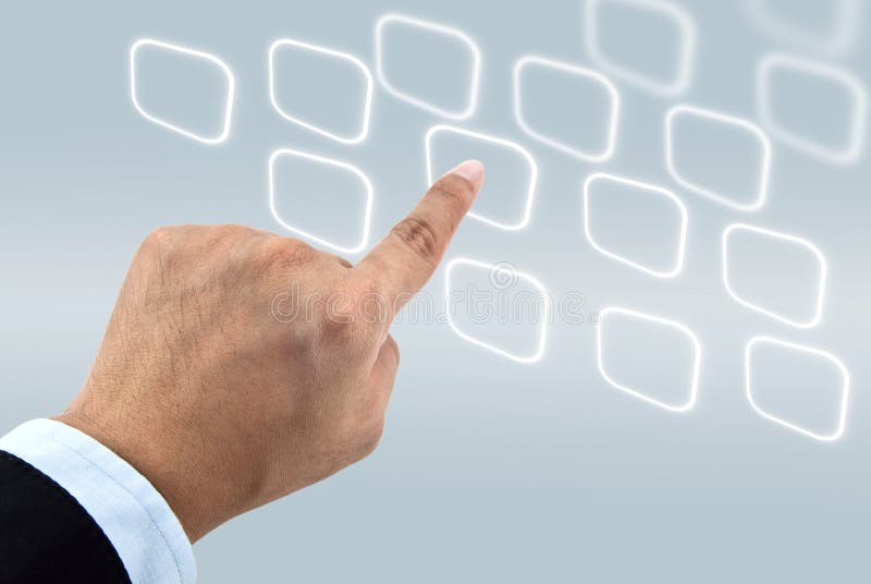 Finger Press on Blank Touch Screen Stock Photo - Image of color, finger ...