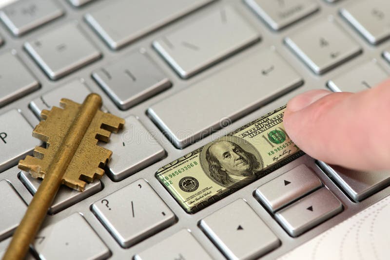 A Finger Press a Button with Dollar Banknote on a Keyboard Stock Image ...