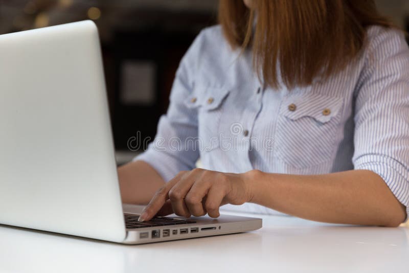 Finger Press Button on Laptop Keyboard Stock Image - Image of home ...