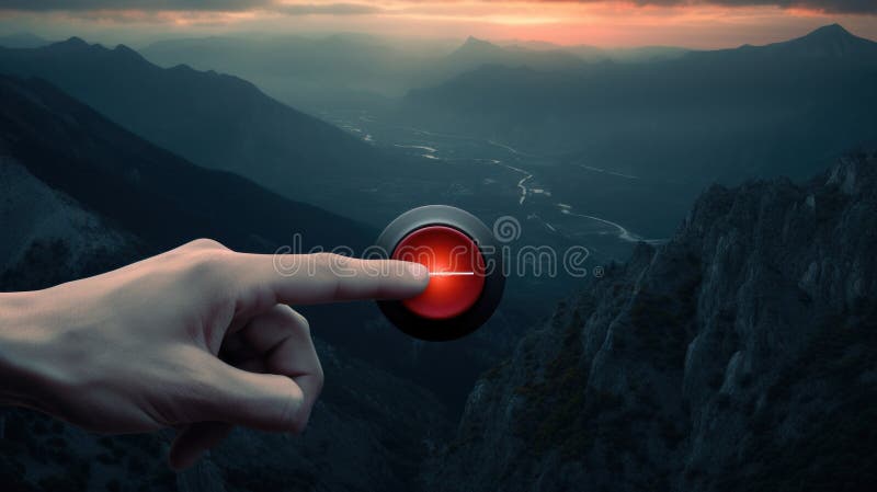 Finger Press on Emergency Stop Switch Button, Machine Control of Urban ...