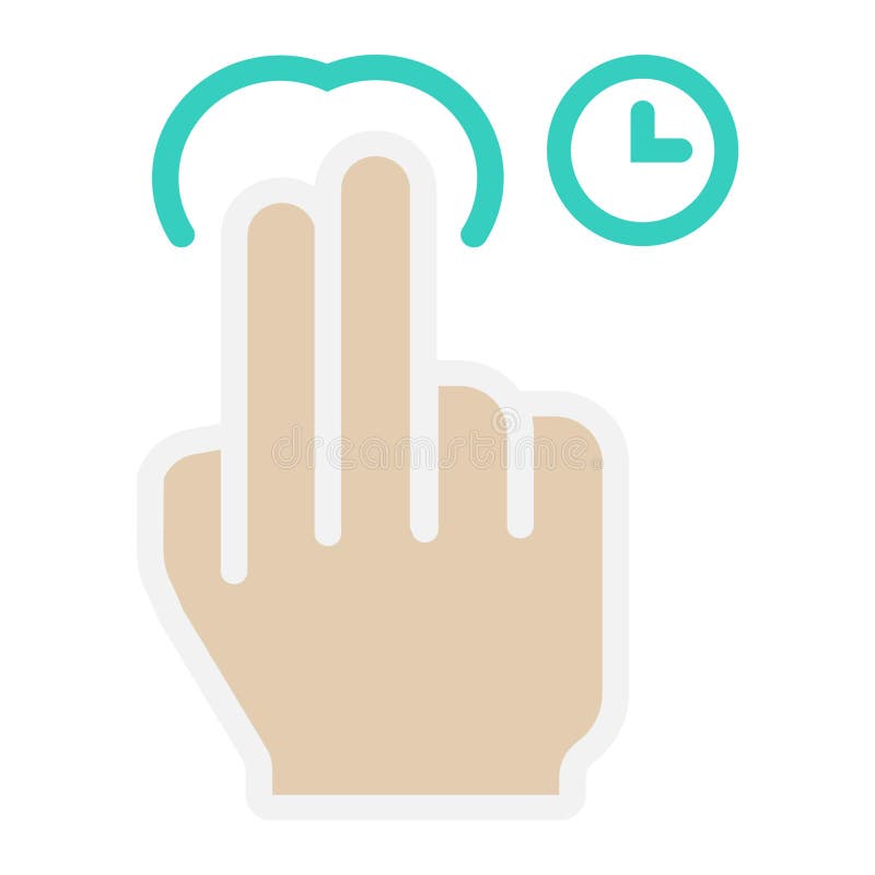 2 Finger Press and Hold Flat Icon, Touch Gesture Stock Vector ...