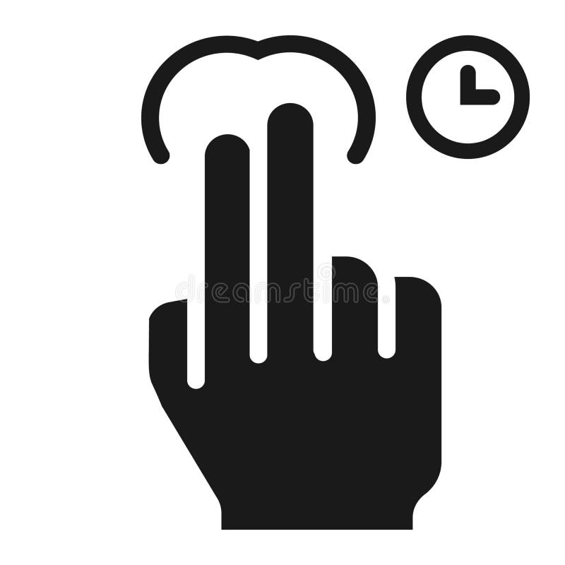 2 Finger Press and Hold Line Icon, Touch Gesture Stock Vector ...