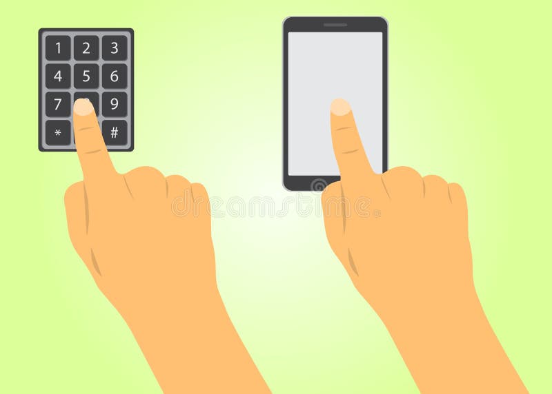 Finger Presses the Button and the Phone Stock Vector - Illustration of ...