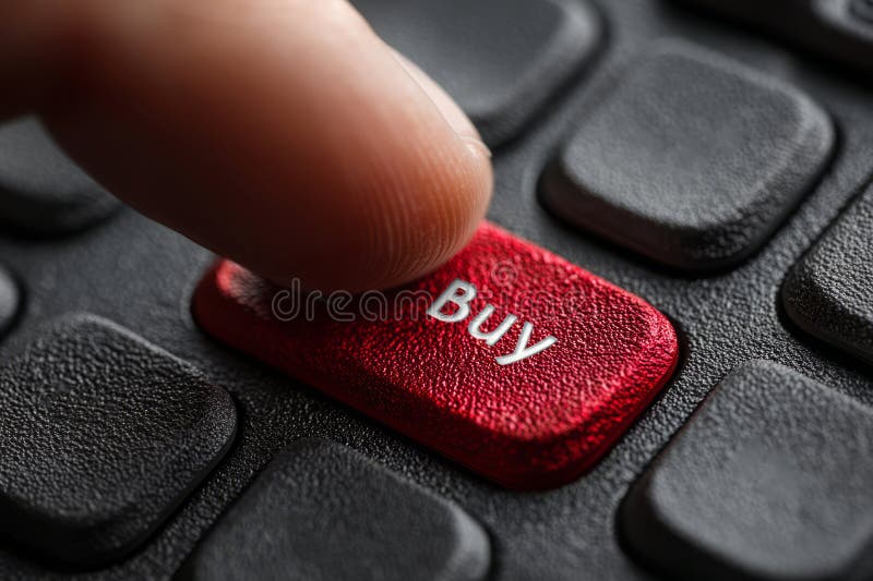 Finger Presses Buy Button on Computer Keyboard Stock Photo - Image of ...