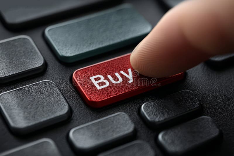 Finger Presses Buy Button on Computer Keyboard Stock Image - Image of ...