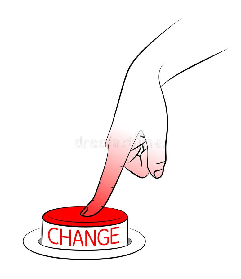 Finger Presses CHANGE Button. Personal Development and Career Growth ...