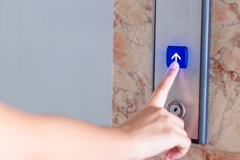 Finger Presses the Elevator Button,up and Down Button.man Pressing ...