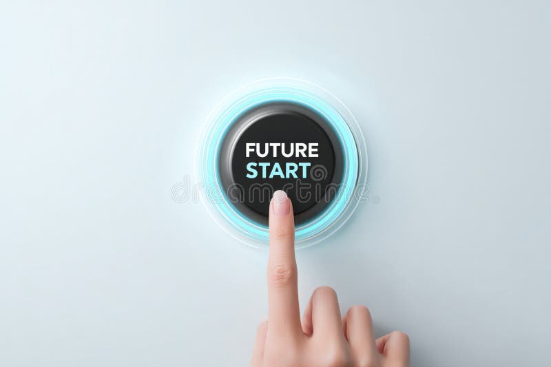 Finger Presses Future Start Button, Symbolizing New Beginnings, Innovation, and Opportunities ...