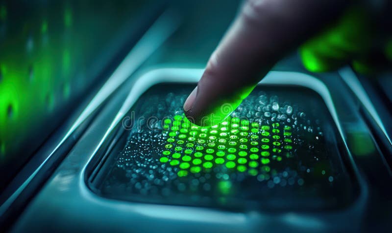 A Finger Interacts with a Glowing Green Technology Display, Symbolizing ...
