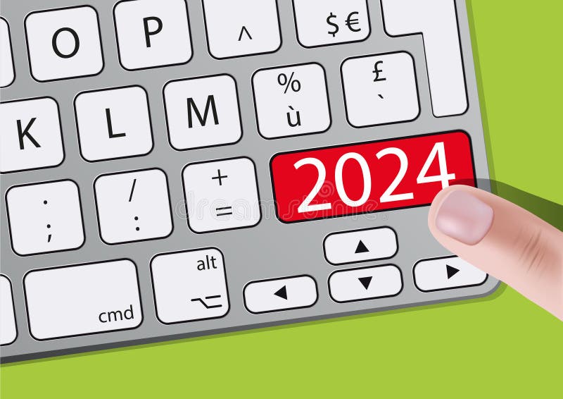 The Year 2024 Inscribed on a Touch of a Computer Keyboard. Stock Vector ...