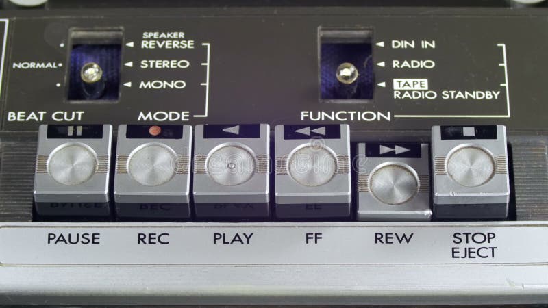 Finger Presses Playback Control Buttons on Audio Cassette Player Stock ...