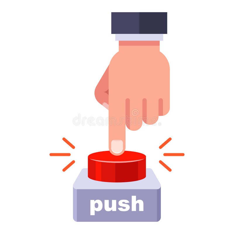 Finger Presses the Red Button. Staff Call Button Stock Vector ...