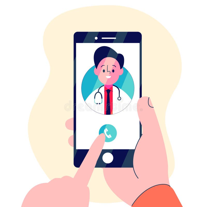 Finger Presses To the Call Doctor Button a Smartphone Stock Vector ...