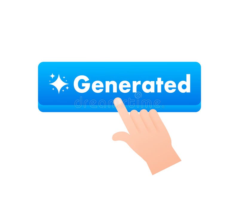 Finger Pressing a Blue Generate Button with Sparkles Stock Vector ...