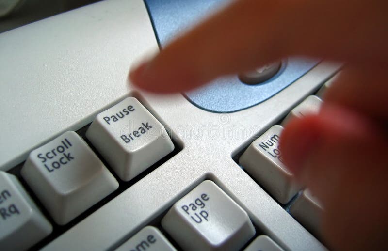 Finger pressing break key stock photo. Image of button, keyboard - 48284