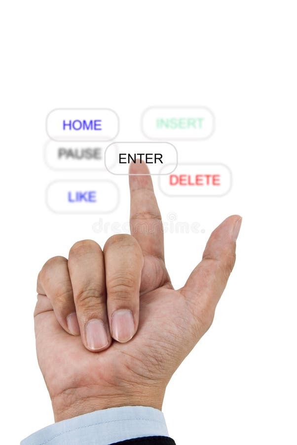 Finger pressing button stock image. Image of white, idea - 21486857