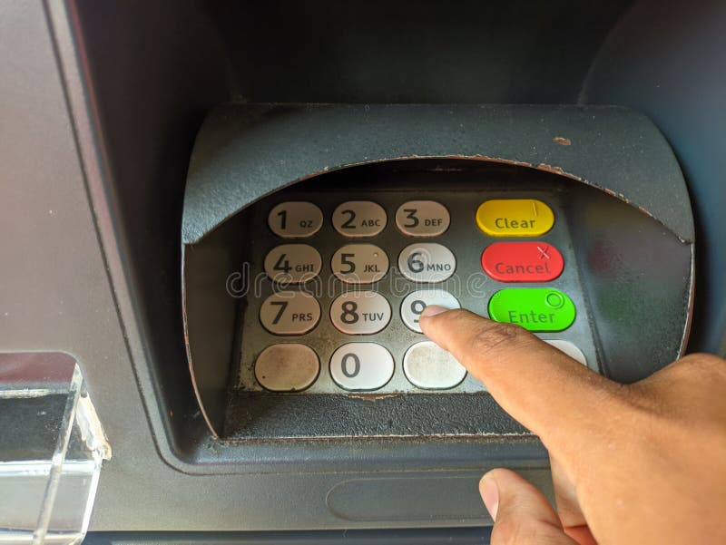 Finger Pressing the Button on the ATM Machine Keypad Stock Image ...