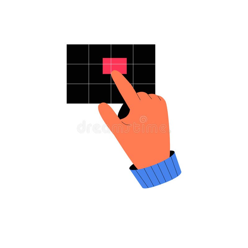 Finger Pressing Button in Flat Vector Illustration Symbolizing ...