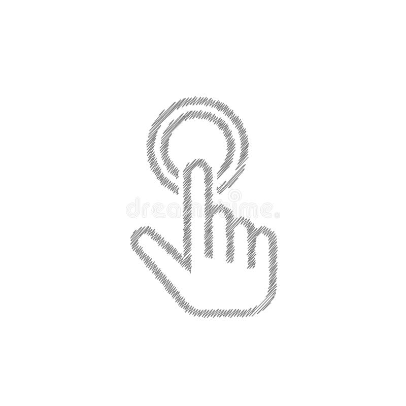 Finger Pressing Button Sketch Grey Vector Icon Stock Vector ...