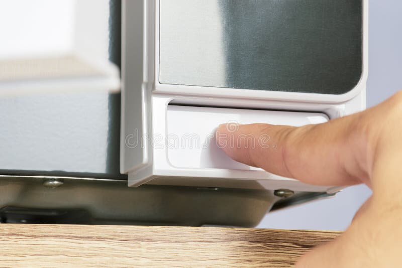 Finger Pressing Button Open Door Microwave Oven Stock Photos - Free ...