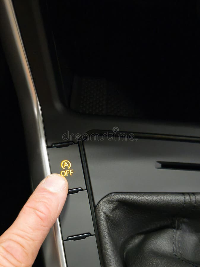 Finger Pressing Button To Turn Off the Start-stop System in a Modern ...