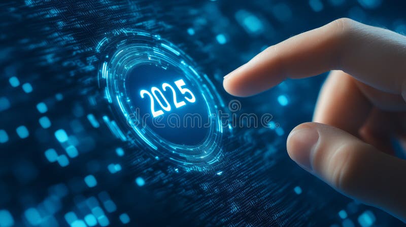 Finger is Pressing the Button Where is Written 2025, Blue Digital ...