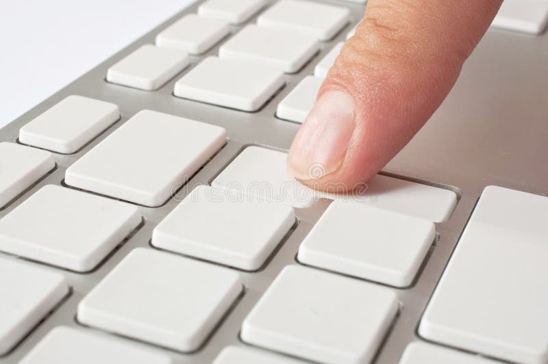 Finger Pressing a Computer Key Stock Image - Image of button, white ...