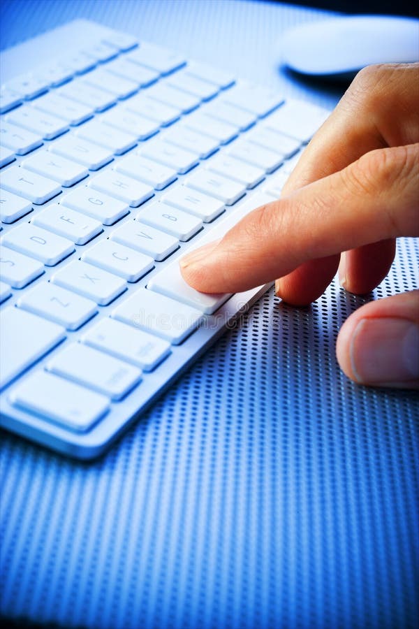 Finger Typing Computer Keyboard Stock Image - Image of abstract, close ...