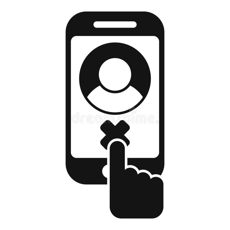 Finger Pressing Delete Contact Button on Smartphone Screen Stock ...