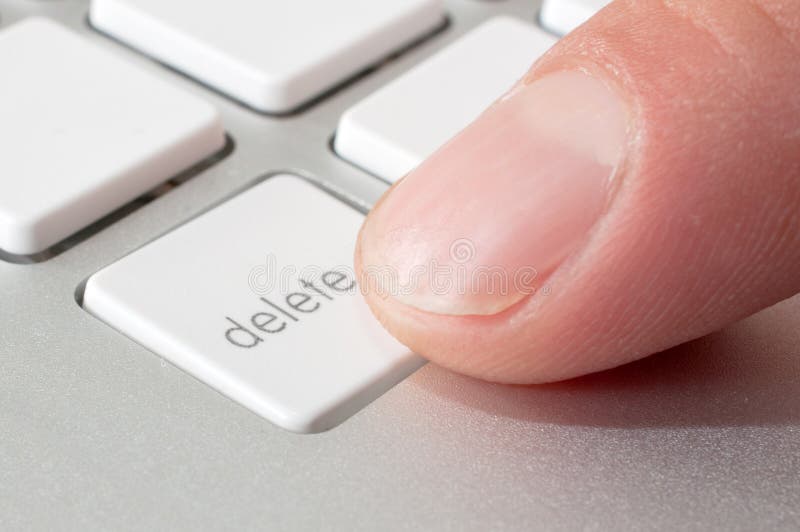 Finger Pressing a DELETE Key Stock Photo - Image of equipment, keys ...