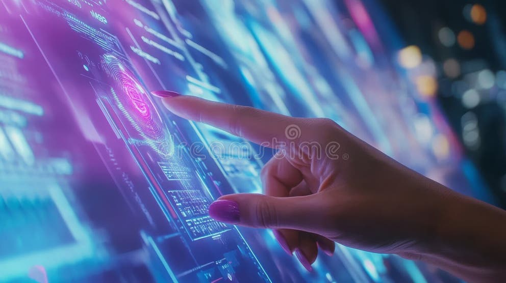 A Finger Pressing a Digital Button in Close-up, with Space for Tech ...