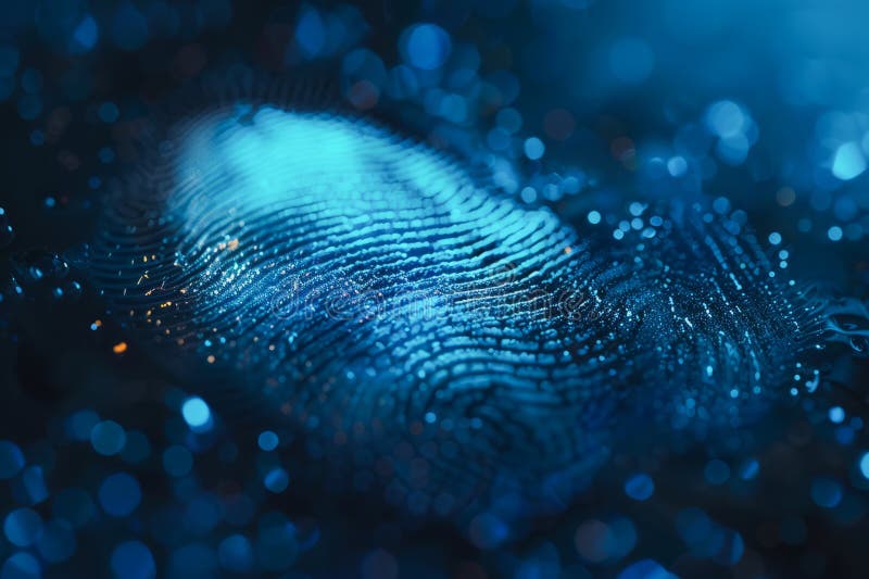 Finger Pressing a Digital Fingerprint Scanner on a Technological ...