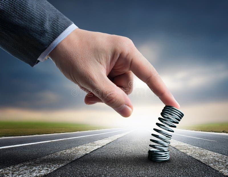 A Finger Pressing Down a Spring, Depicting Pressure, Resistance, and ...