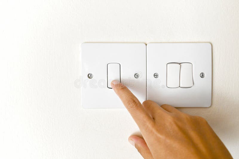 Finger Pressing Electric Light Switch. Stock Image - Image of concept ...