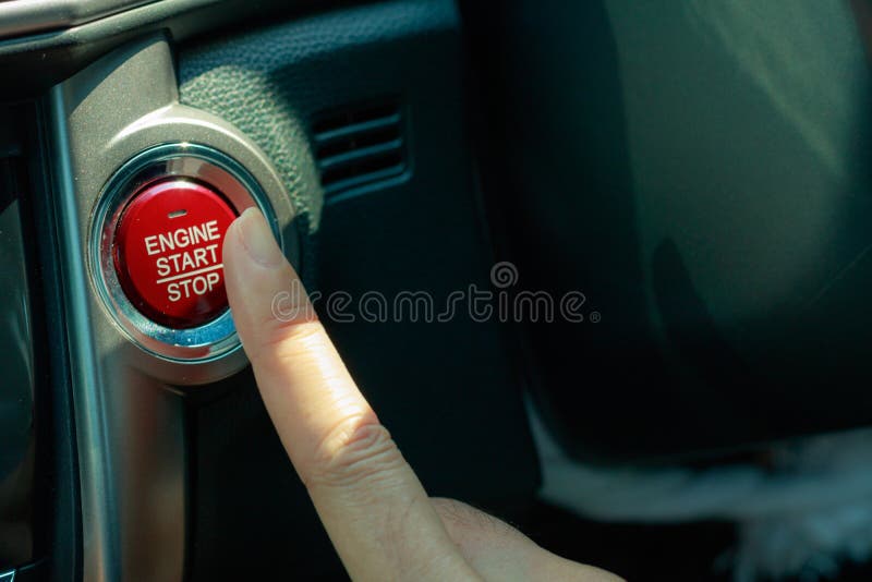 Finger Pressing the Engine Start Stop Button Stock Photo - Image of ...
