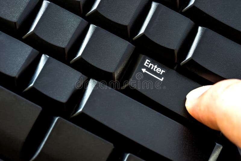 Finger Pressing Enter Key Close Up Stock Photo - Image of board, letter ...