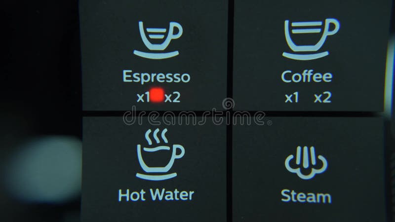 Finger Pressing Espresso Button in Automatic Coffee Machine. Finger ...