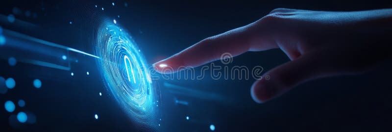 Finger Pressing a Glowing Lock Icon on a Digital Interface, Symbolizing ...