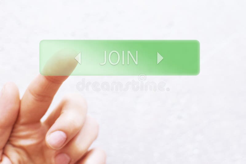 Finger Pressing Join Button Stock Image - Image of join, account: 117428649