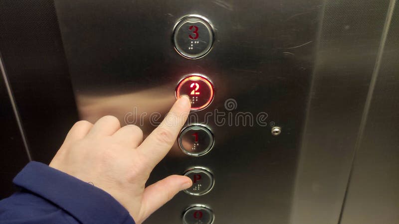 Finger Pressing Illuminated Button in Elevator,concept Smart Access and ...